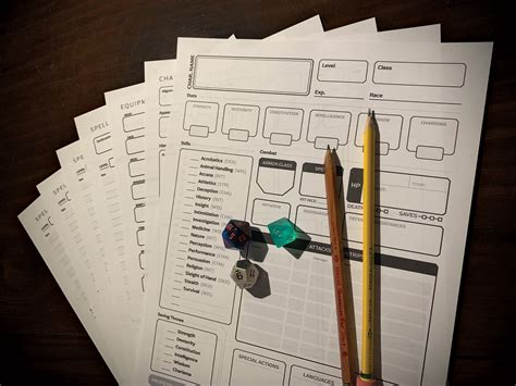 All In One Dandd Character Sheet Complete With Equipment Diagram And