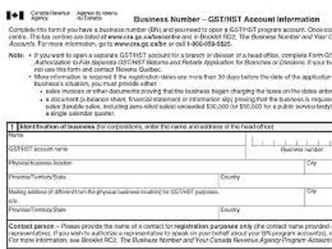 Gst Form ASW Accounting Inc