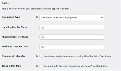 table rate shipping documentation woocommerce