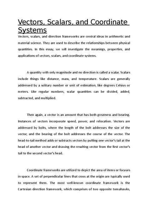 Vectors Scalars And Coordinate Systems Vectors Scalars And Coordinate Systems Vectors