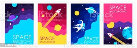 만화 공간입니다 갤럭시 전단지 배너 소책자 프레임 브로셔 포스터 카드에 대한 템플릿 의 집합입니다 벡터 Eps 10 어린이