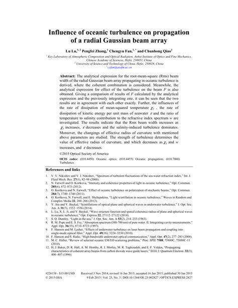 Pdf Influence Of Oceanic Turbulence On Propagation Of A Radial