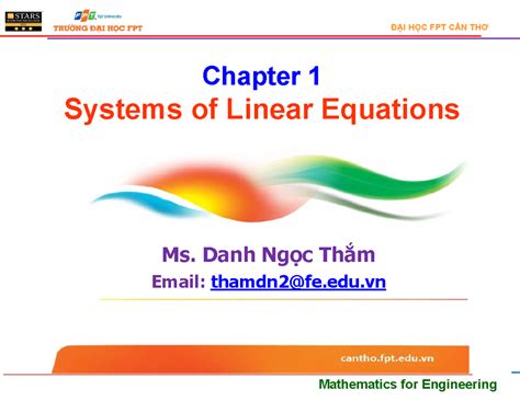 07 MAE101 ALG Chapter 1 Systems Of Linear Equations Chapter 1 Systems Of Linear Equations Ms