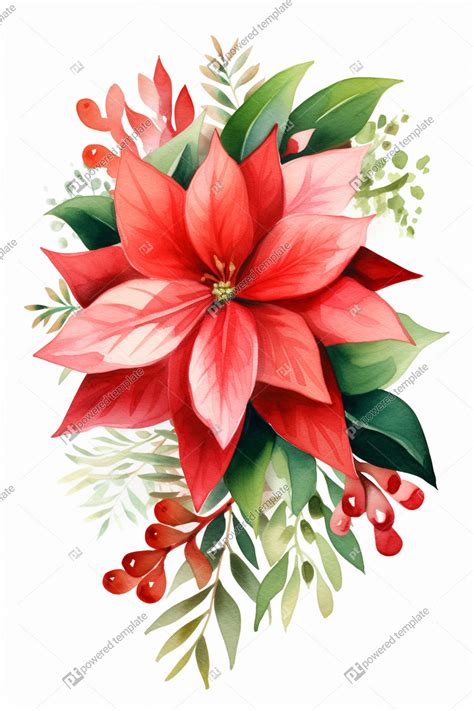 Free Vector Illustration Dreamy Watercolor Poinsettia Floral Clip Art In Longhurst And Tremblay