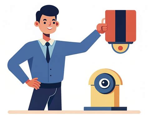 Premium Photo A Man Pointing To A Flickering Office Security Camera