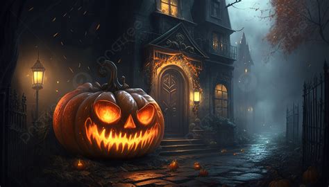 Halloween Wallpaper With A Pumpkin In The Background Aesthetic