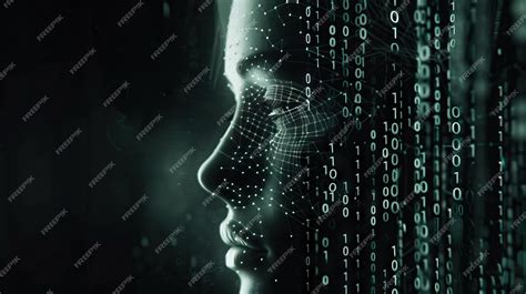 Artificial Intelligence Theme With Female Face And Binary Code Premium Ai Generated Image