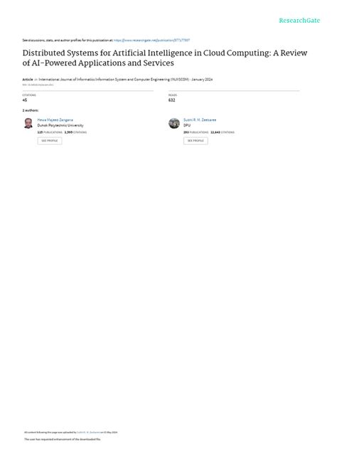 9 A Review Of Distributed Artificial Intelligence Systems In Cloud