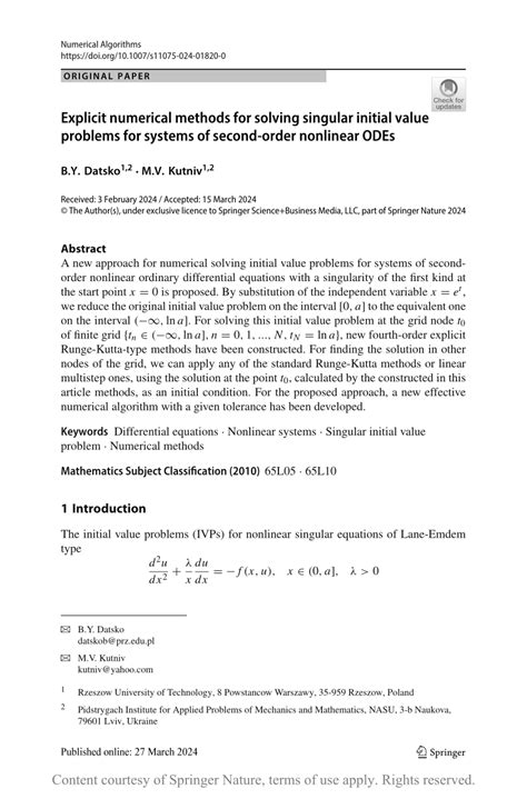 Explicit Numerical Methods For Solving Singular Initial Value Problems