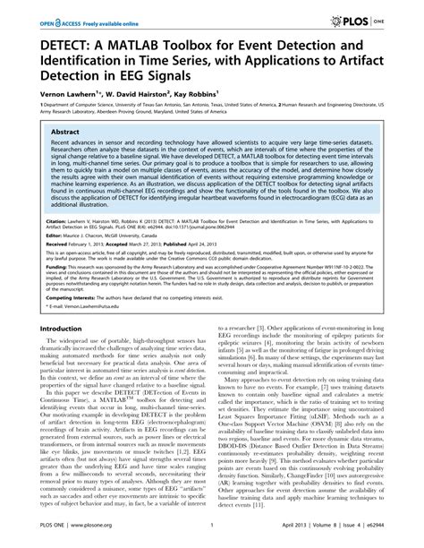 Pdf Detect A Matlab Toolbox For Event Detection And Identification In Time Series With
