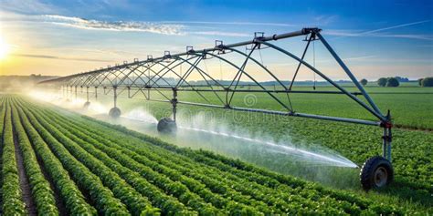 Smart Irrigation System Conserving Water In Agriculture Ai Generative Stock Illustration