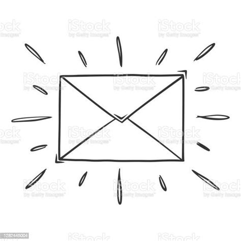 흰색 배경에 격리된 전자 메일 메시지의 손으로 그린 벡터입니다 검은색에 대한 스톡 벡터 아트 및 기타 이미지 검은색 그리기 낙서 드로잉 Istock