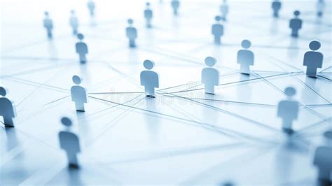Symbolic Network Of Connected Figures Representing Social And Professional Relationships Stock