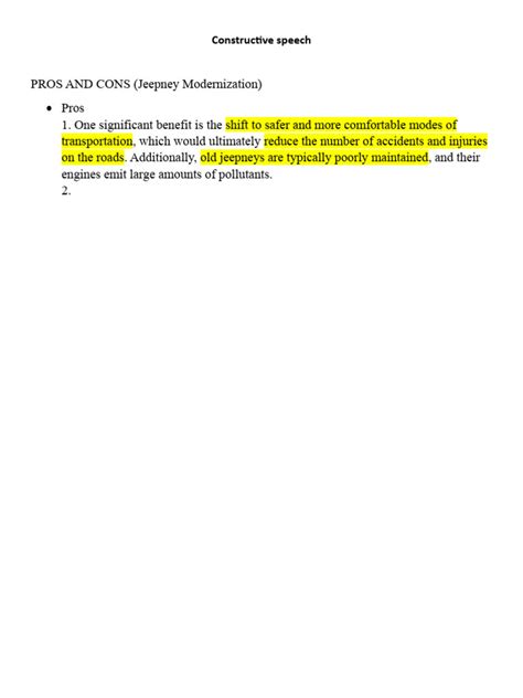 Constructive Speech Pdf