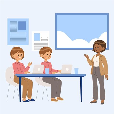 Free Vector Cartoon Working Day Scene