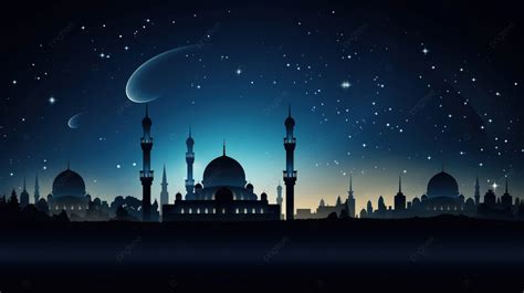 블루 모스크 실루엣으로 라마단 카림 배경 이드 소원 즐거운 라마단 해피 이드 배경 일러스트 및 사진 무료 다운로드 Pngtree