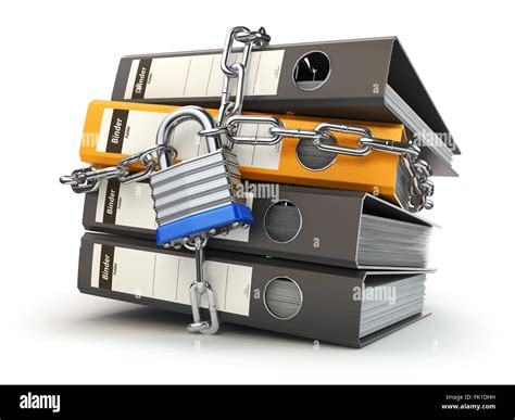 Data And Privacy Security Information Protection File Folder And Chain With Lock 3d Stock