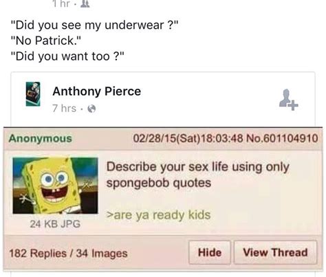 Pin By C E On Funny Spongebob Quotes Sex Life Describe Yourself