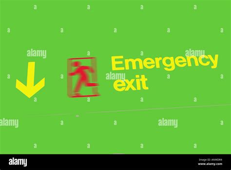 Emergency Exit Sign With Enhanced Colour Stock Photo Alamy