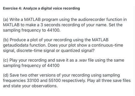 Solved Exercise Analyze A Digital Voice Recording A Chegg