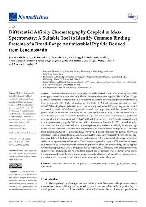 Pdf Differential Affinity Chromatography Coupled To Mass Spectrometry A Suitable Tool To
