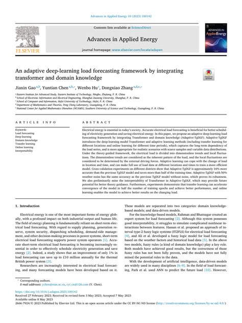 An Adaptive Deep Learning Load Forecasting Framework By 2023 Advances In Ap Pdf Deep