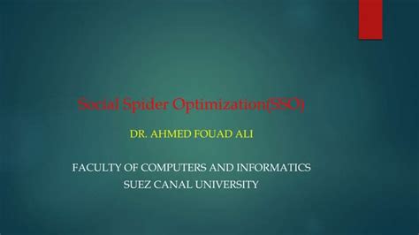 Social Spider Optimization Sso Pptx