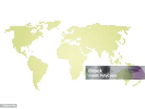 선형 배열에 있는 작은 점의 녹색 하프톤 세계지도 흰색 바탕에 간단한 평면 벡터 일러스트 레이 션 글로벌 비즈니스에 대한 스톡 벡터 아트 및 기타 이미지 Istock