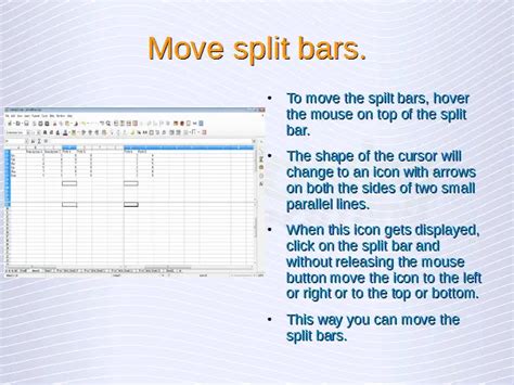 Advanced Spreadsheets Split Bars