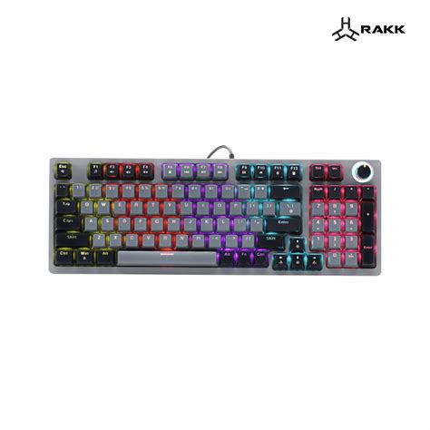 Rakk Daug 96 Keys Wired Gaming Keyboard Hotswappable Rainbow Led Yellow Switch Black Gray Rakk