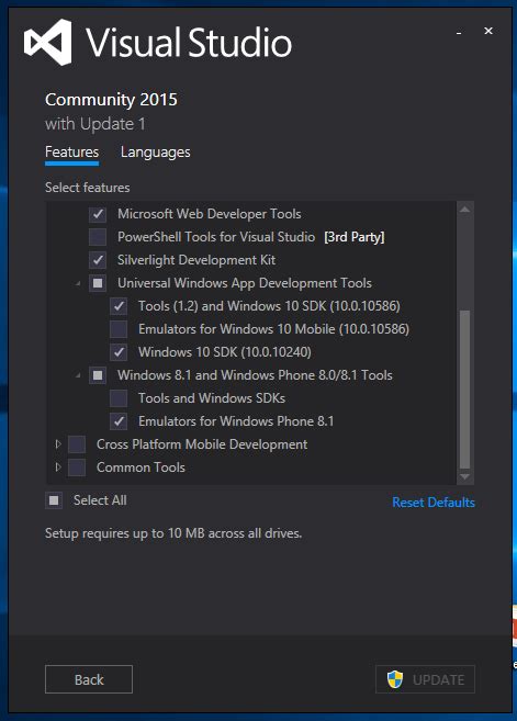 Win Universal App Windows Mobile Extension For Uwp Is Not Available In Vs 2015 Community