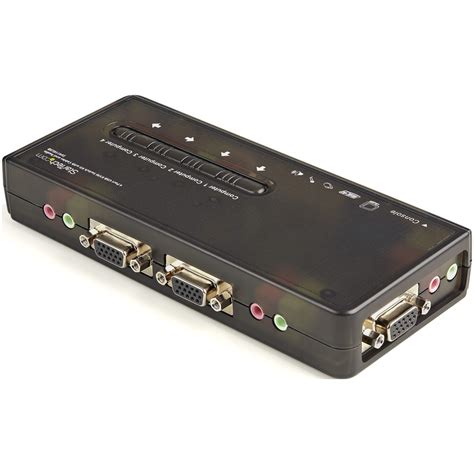 StarTech Com 4 Port Black USB KVM Switch Kit With Cables And Audio 4 Port SV411KUSB Novatech