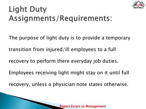 Ppt Return To Work Program Report Errors To Management Powerpoint