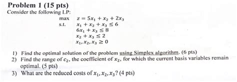 Solved Problem Pts Consider The Following LP Max Chegg