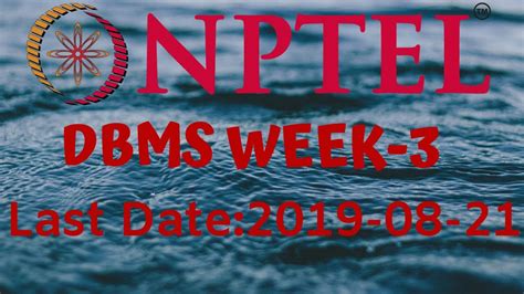 Dbms Nptel Assignment 3 Answers 2019 Youtube