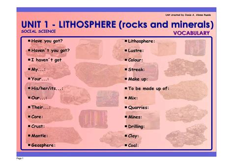 Unit 3 Lithosphere Rocks And Minerals Ppt