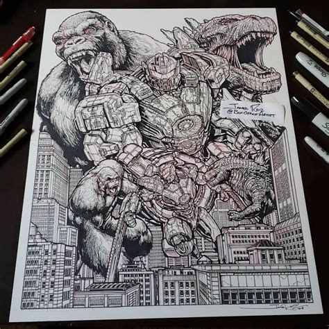 Sketch Godzilla Vs Kong Drawing Kong Are Regarded As Spoilers Until Digital And Home Release