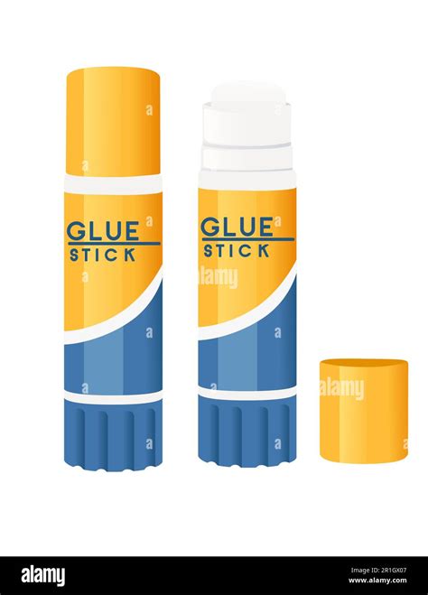 Glue Stick With Lid Open And Closed Paper Glue Vector Illustration