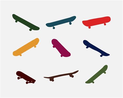 скейтборд векторный набор красочный изолированный на белом фоне Премиум векторы