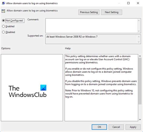 How To Allow Or Disallow Domain Users To Log On Using Biometrics