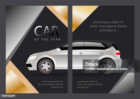 올해의 자동차 플랫 벡터 브로셔 템플릿 자동 대리점 전단지 소책자 인쇄 가능한 전단지 디자인 최고의 가족 자동차 잡지 페이지