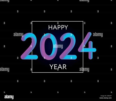 Happy New Year 2024 Future Metaverse Neon Text Neon With Metal Effect