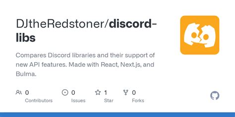 github djtheredstoner discord libs compares discord libraries and their support of new api