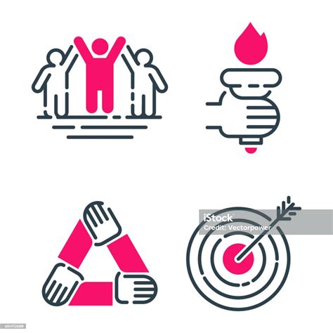 동기 부여 개념 차트 분홍색 아이콘 비즈니스 전략 개발 설계 및 관리 리더십 팀웍 성장 창의력 사무실 훈련 벡터 개념에 대한
