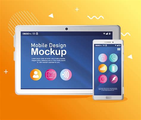 Premium Vector Poster Mobile Design Mockup Realistic Smartphone With