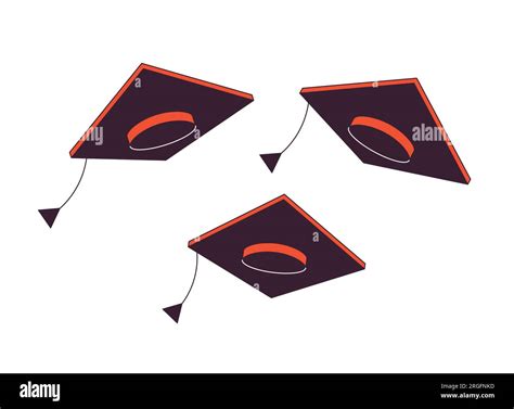 Square Academic Caps Flat Line Color Isolated Vector Object Stock