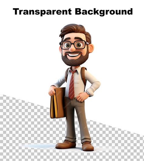 Premium Psd An Illustration Of A 3d Model Of A Happy Teacher About To Teach His Class