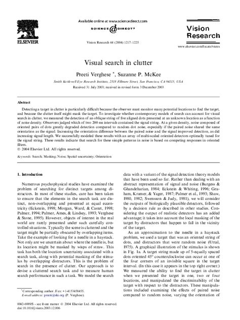 Pdf Visual Search In Clutter Preeti Verghese
