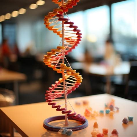Premium AI Image Lab Setting DNA Model Displayed On The Table For Social Media Post Size