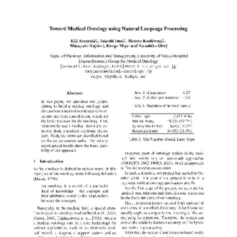 Toward Medical Ontology Using Natural Language Processing Acl Anthology